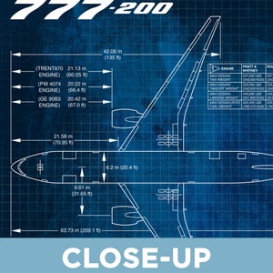 Blueprint Boeing 777 Poster Print. Aviation Posters. Airplane Posters ...