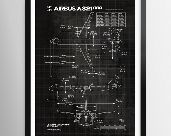Blueprint Airbus A321 NEO commercial airplane. Dimensions. - Etsy.de