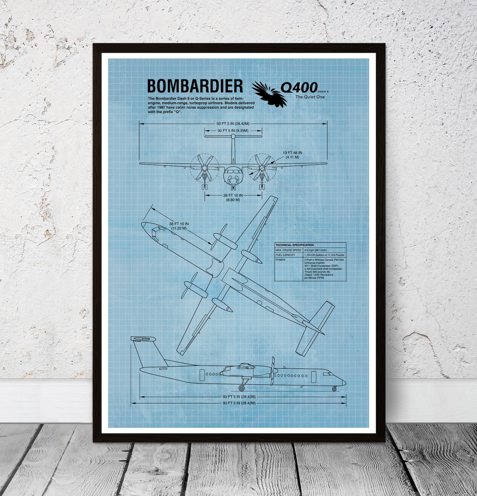 Blueprint Bombardier Dash 8 Q400 Commercial Airplane. Aircraft - Etsy ...