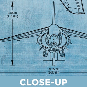 Blueprint Harrier Jump Jet Poster, 1967 - 2003 Combat Attack Aircraft ...