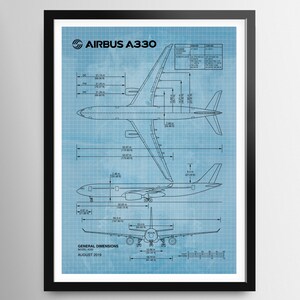 Blueprint Airbus A330 Commercial Airplane. Dimensions. Mancave - Etsy UK