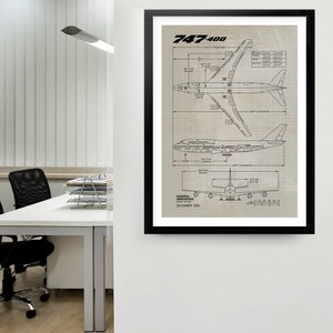 Blueprint Boeing-747-400 Poster Print, B747. Aircraft, Aviation ...