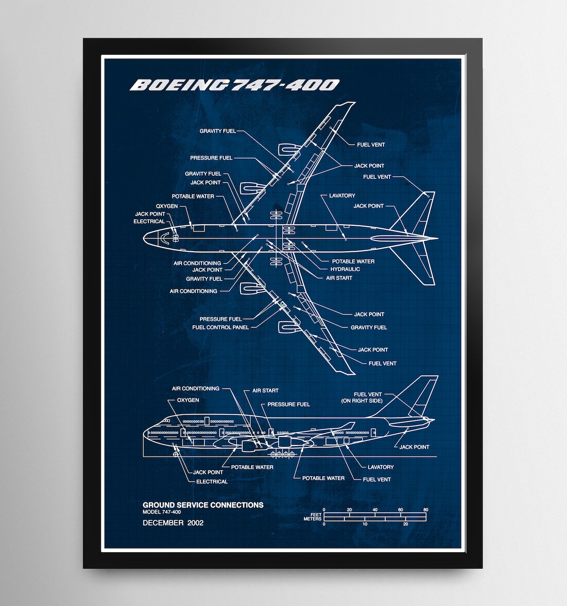 Blueprint Boeing 747-400 Year 2002 Aviation Blueprint | Etsy