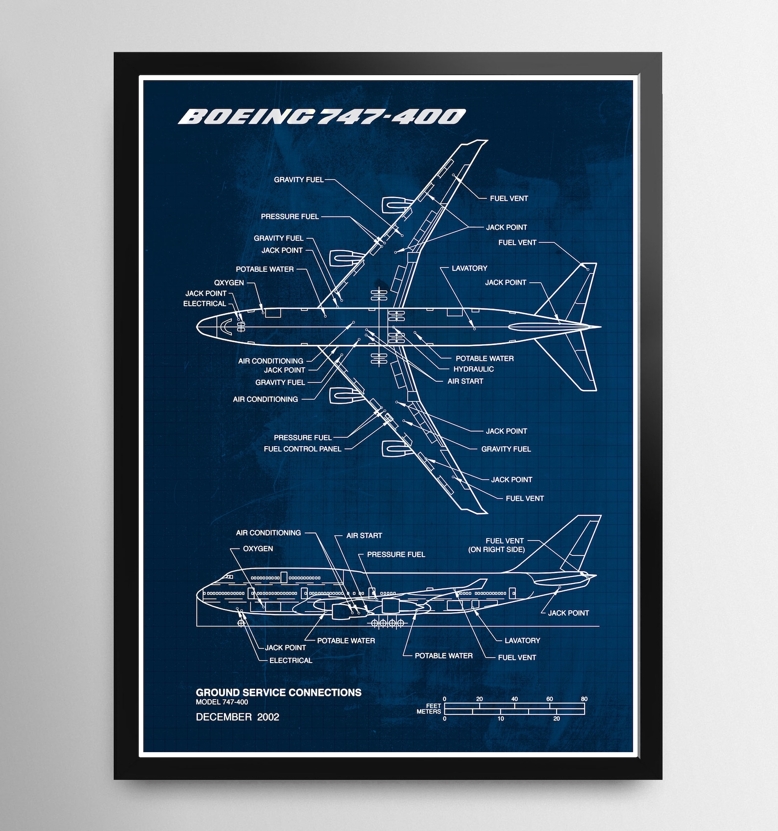 Blueprint Boeing 747-400 Year 2002 Aviation Blueprint | Etsy