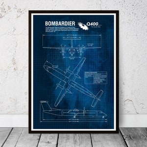 Blueprint Bombardier Dash 8 Q400 Commercial Airplane. Aircraft Aviation ...