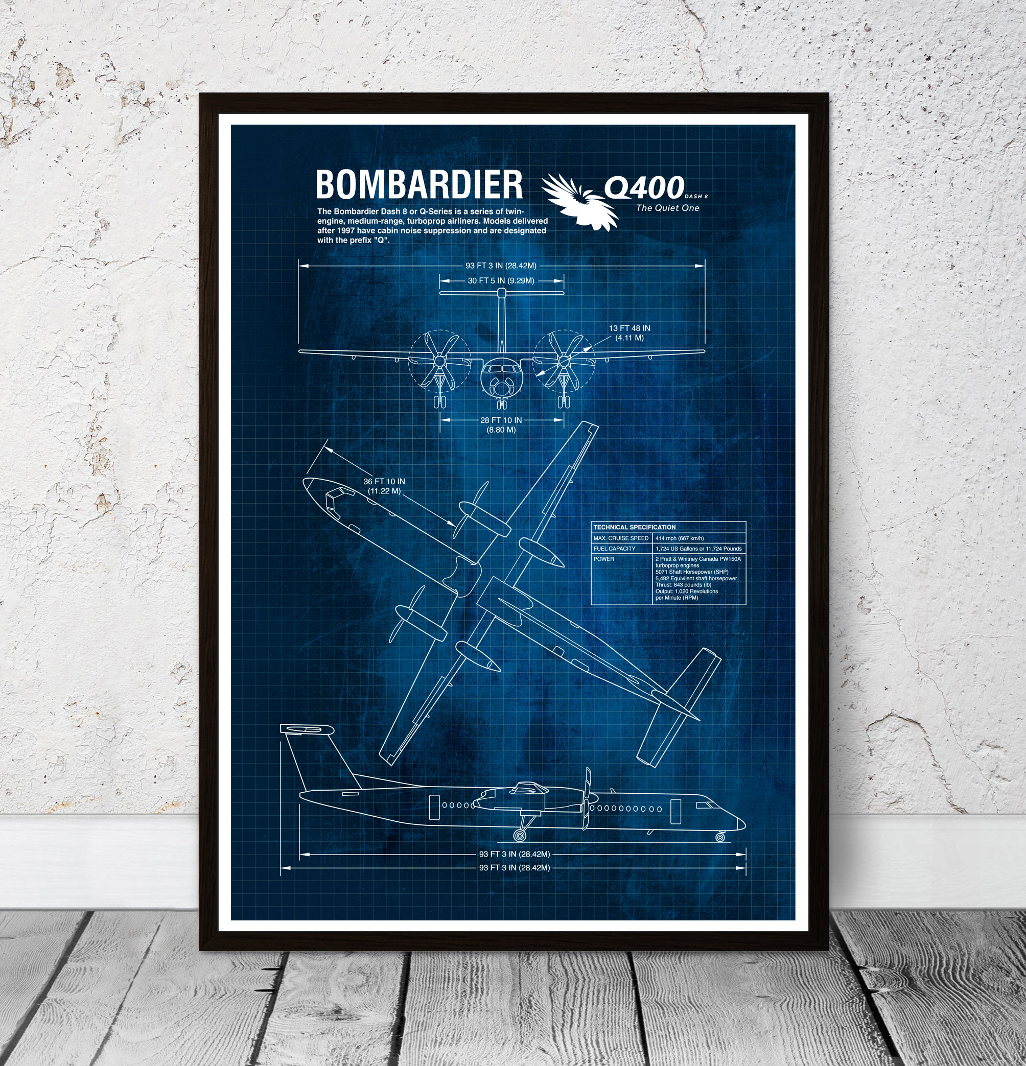 Blueprint Bombardier Dash 8 Q400 Commercial Airplane. - Etsy UK