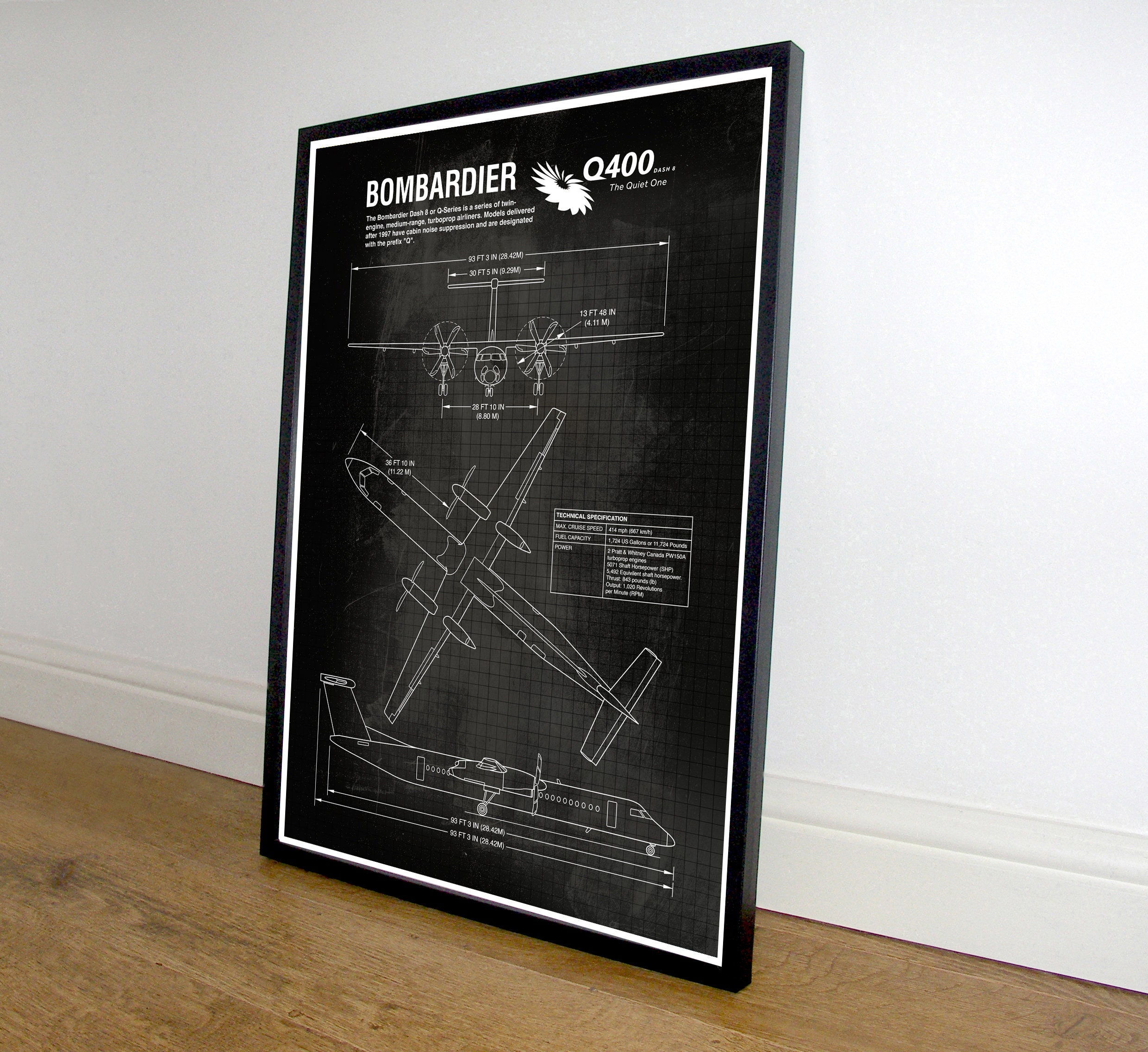 Blueprint Bombardier Dash 8 Q400 Commercial Airplane. - Etsy UK