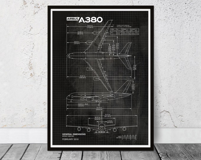 Blueprint Airbus A380 Commercial Airplane. Dad's Birthday Gift ...