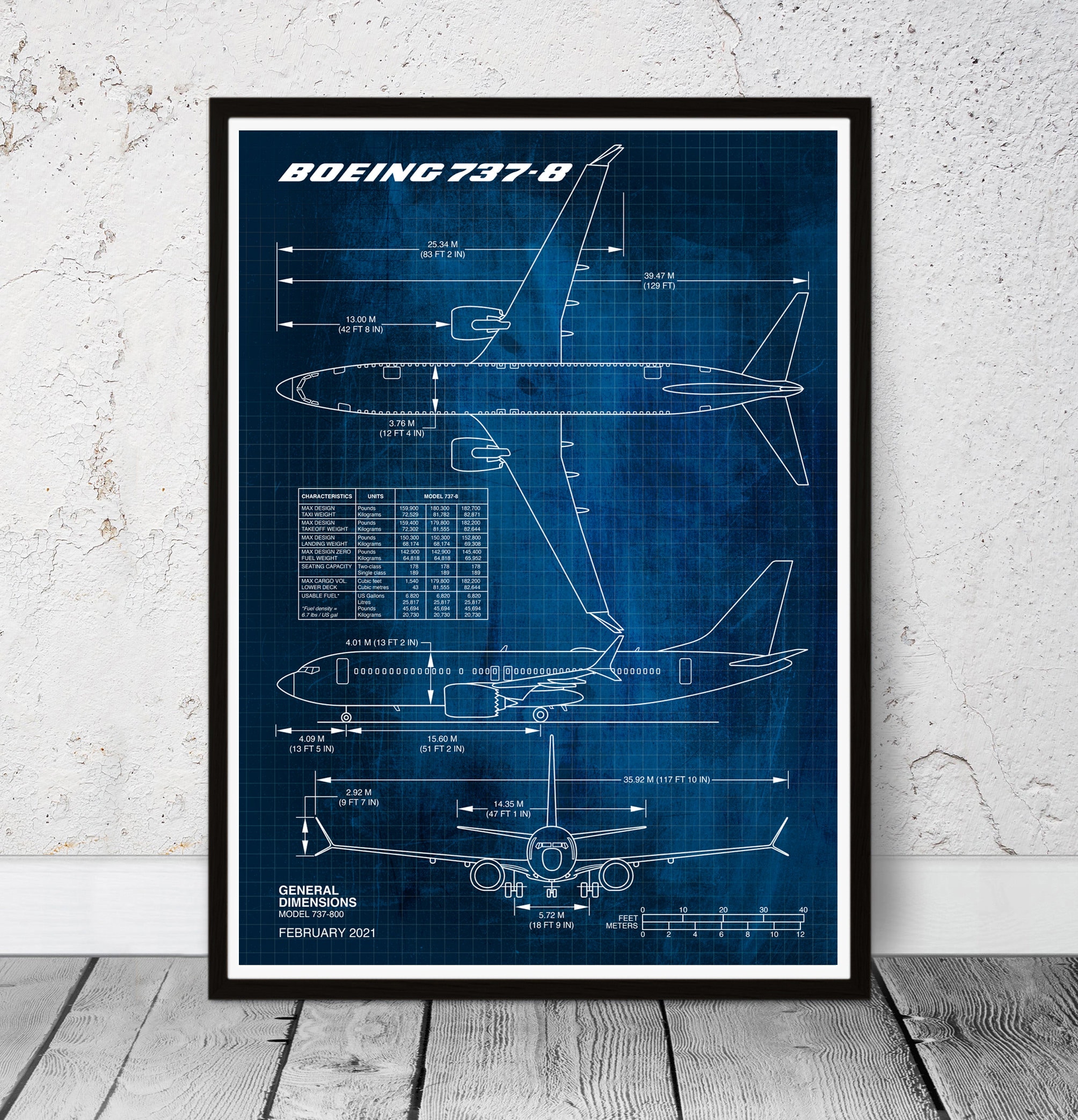 Blueprint Boeing 737 Poster Print. Aviation Poster. Aircraft - Etsy UK