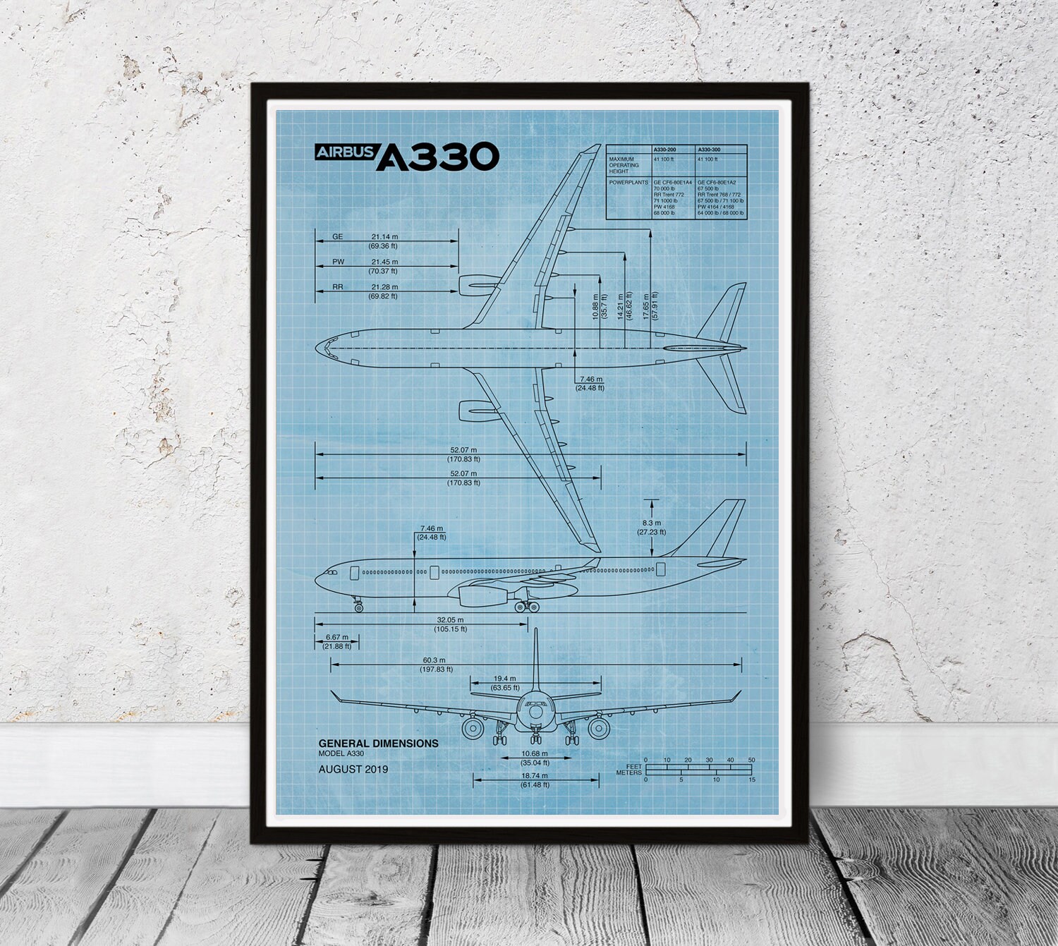 Blueprint Airbus A330 Commercial Airplane. Dad's Birthday - Etsy