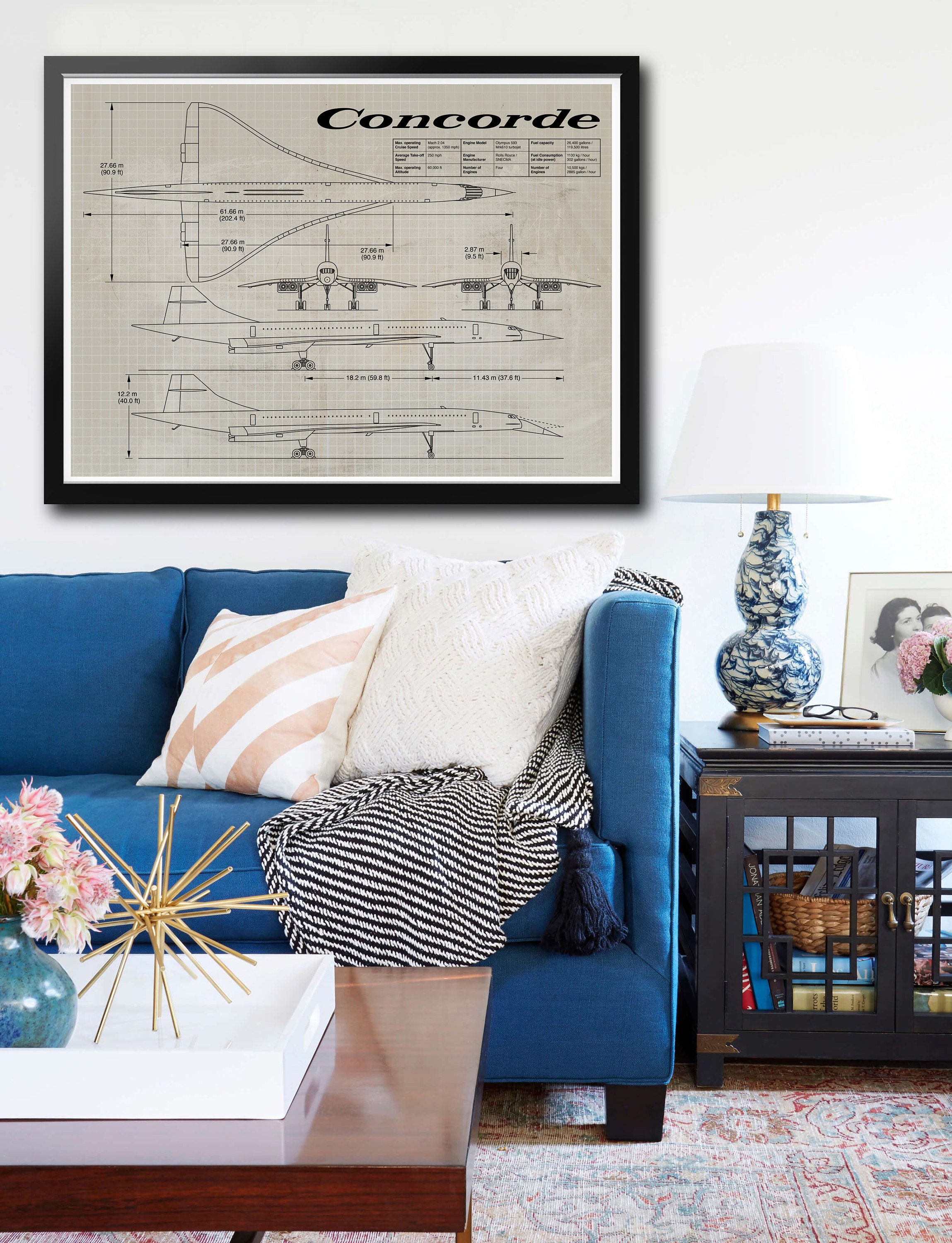 Blueprint Concorde Poster Print. Supersonic Passenger | Etsy