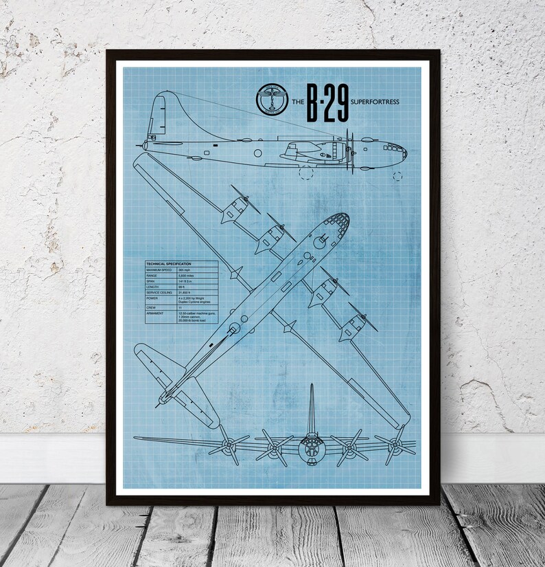 Blueprint B29 Boeing Superfortress WW2 Bomber Enola Gay. - Etsy UK