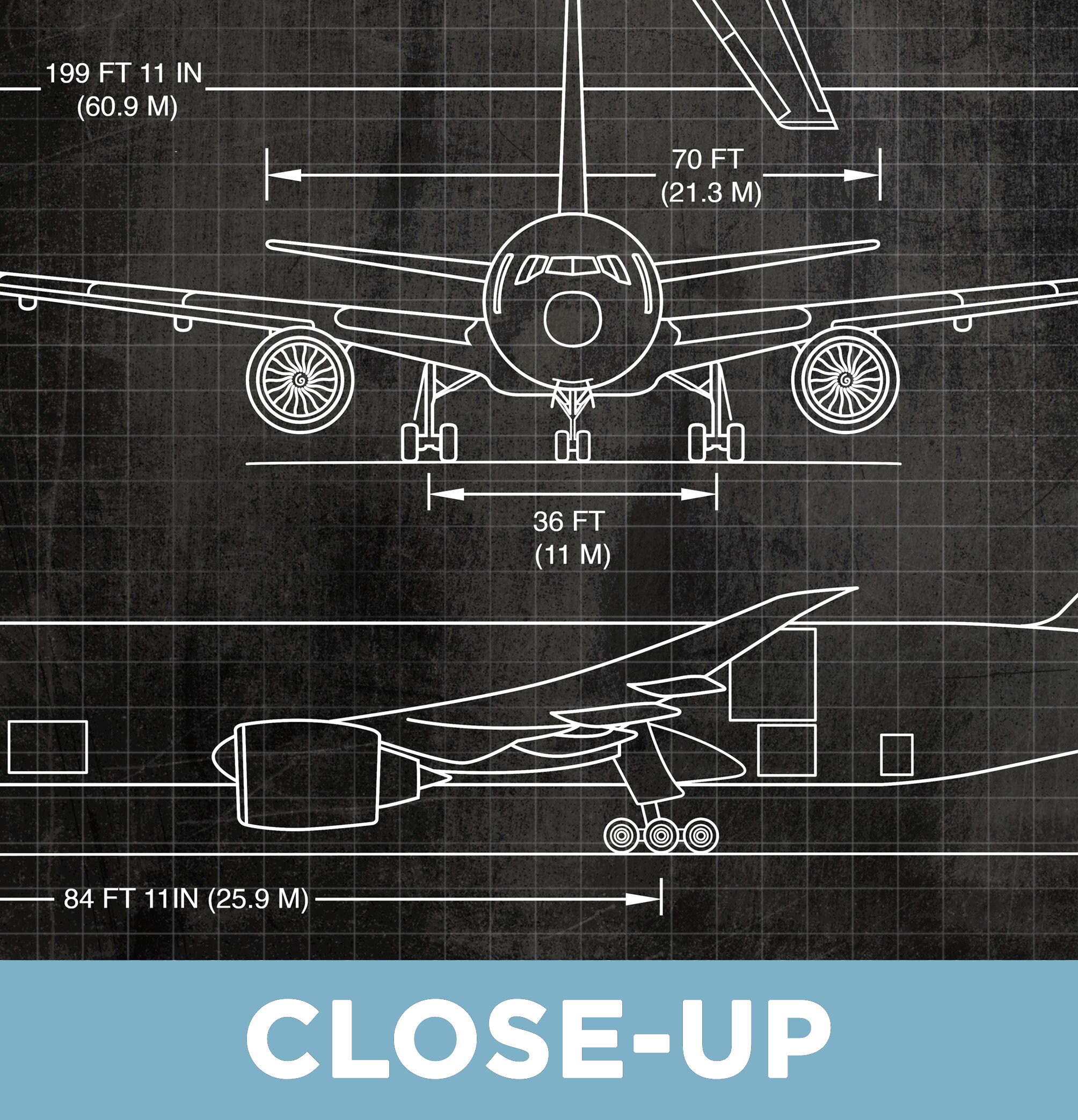 Blueprint Boeing 777F Freighter Poster Print. Aircraft Dimensions ...