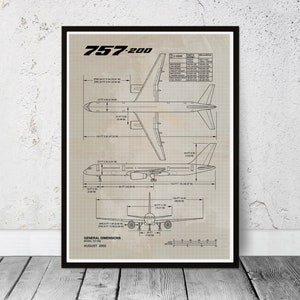 Blueprint Boeing 757 Poster Print. Aircraft, Airplane, Aviation ...