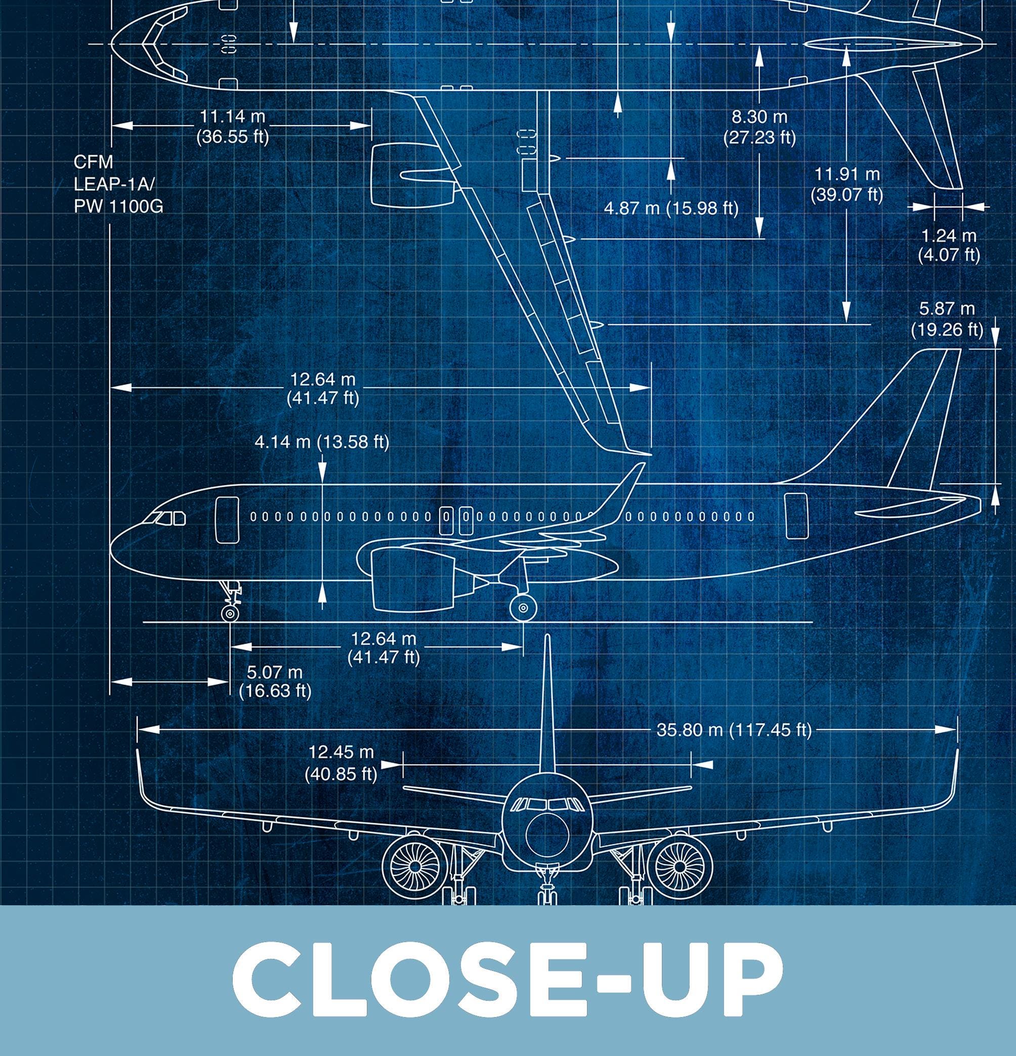 Blueprint Airbus A320 NEO Commercial Airplane. Dad's Birthday Gift ...