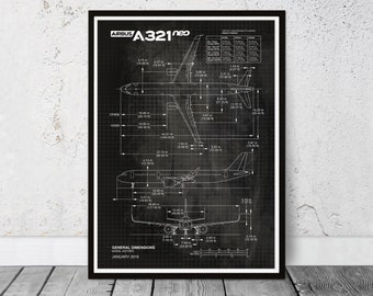 Blueprint Airbus A320 NEO Commercial Airplane. Dad's - Etsy