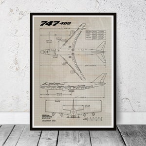Blueprint Boeing-747-400 Poster Print, B747. Aircraft, Aviation ...