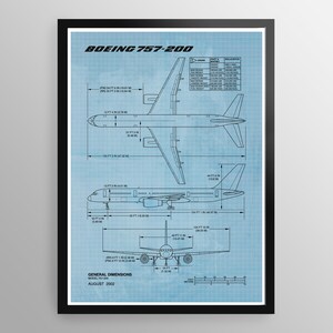 Blueprint Boeing 757 Poster Print. Aircraft Dimensions. - Etsy