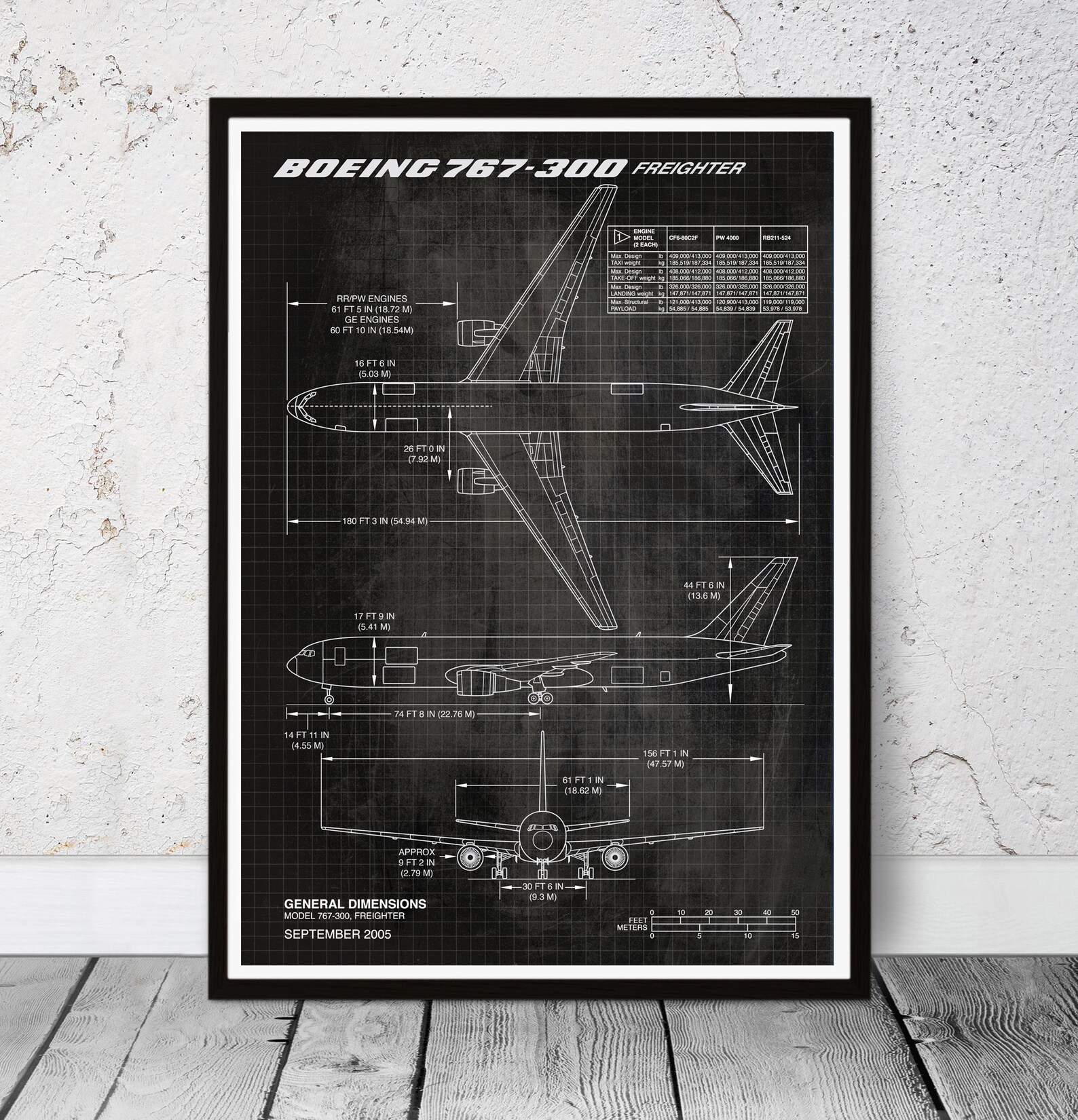 Blueprint Boeing 767 Freighter poster print. Aircraft - Etsy 日本