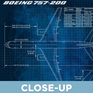 Blueprint Boeing 757 Poster Print. Aircraft Dimensions. - Etsy