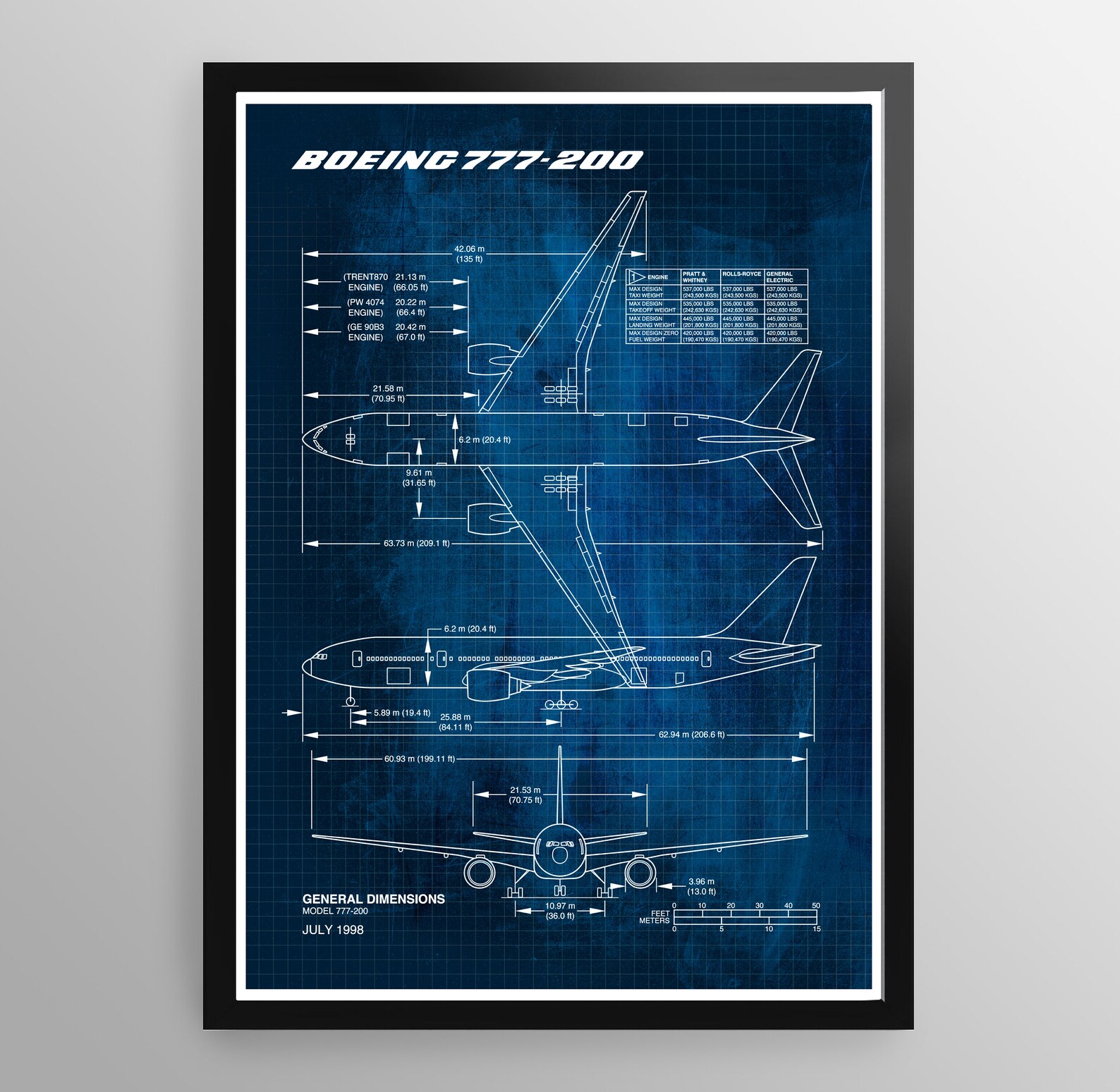Blueprint Boeing 777 Poster Print. Aviation Poster. Aircraft | Etsy