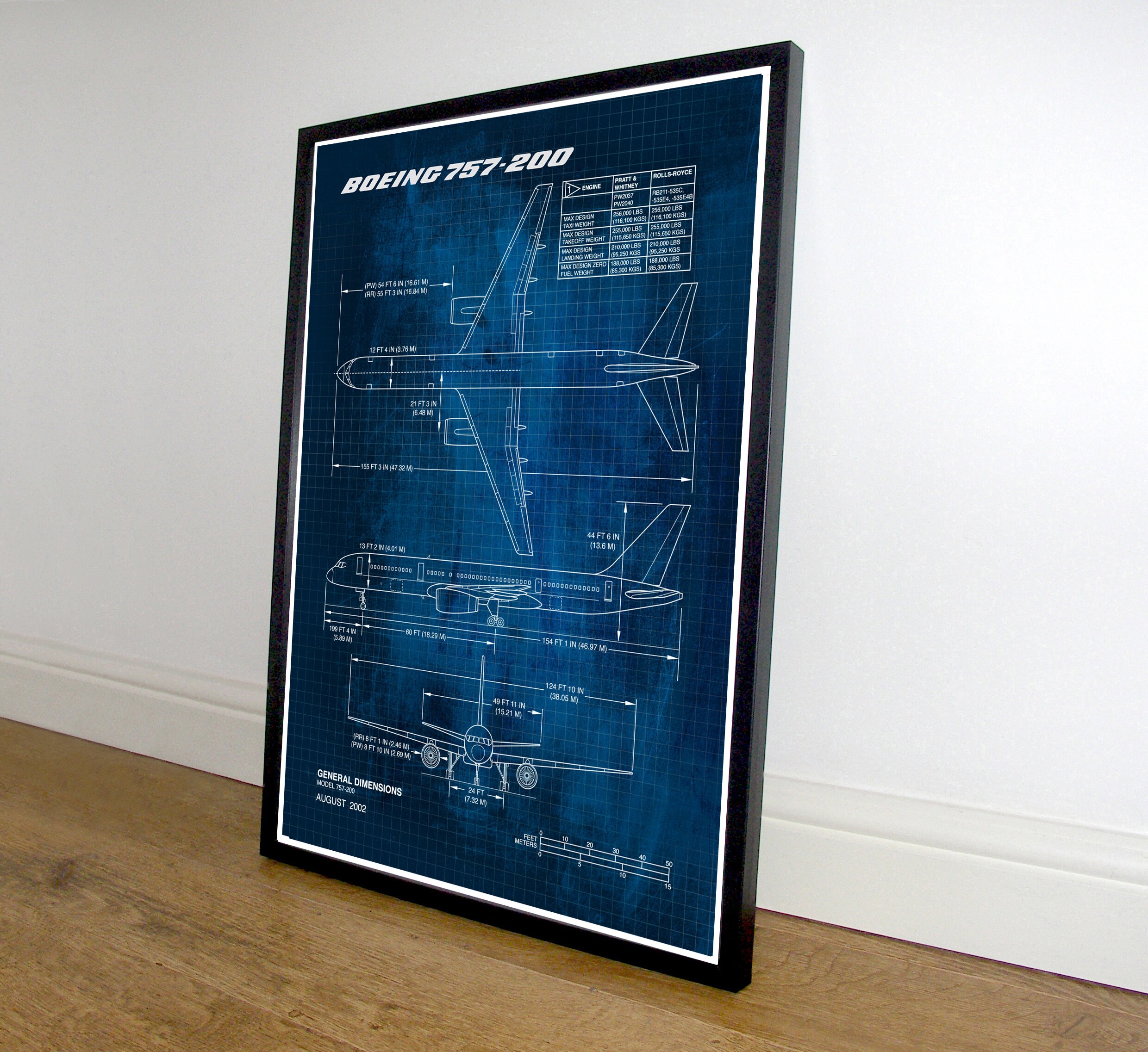 Blueprint Boeing 757 Poster Print. Aircraft Dimensions. - Etsy