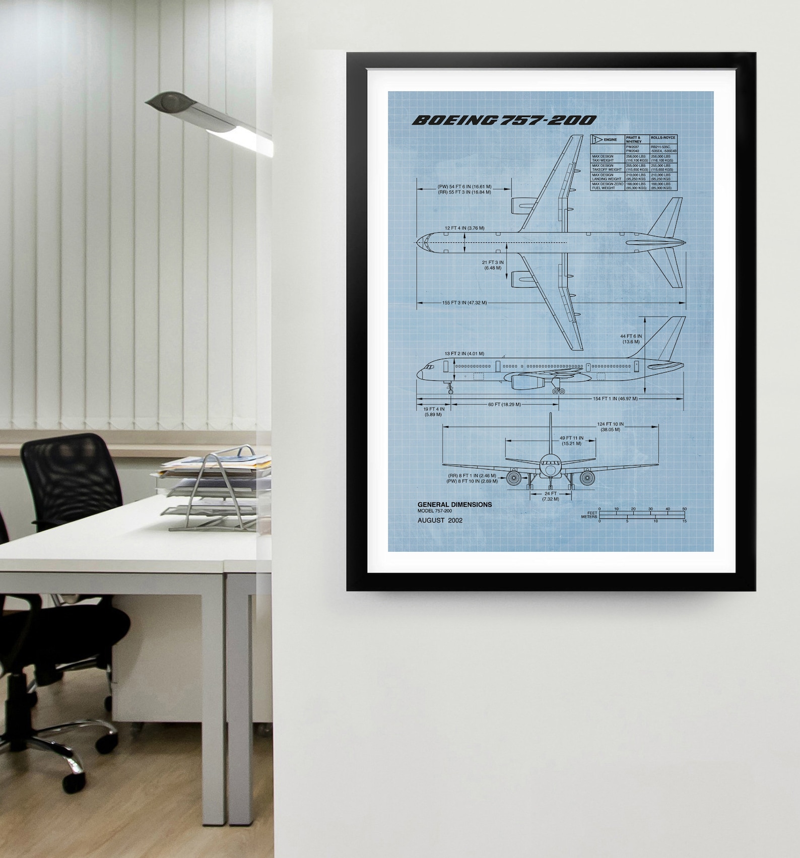 Blueprint Boeing 757 Poster Print. Aircraft Dimensions. - Etsy