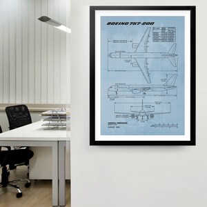 Blueprint Boeing 757 Poster Print. Aircraft Dimensions. - Etsy