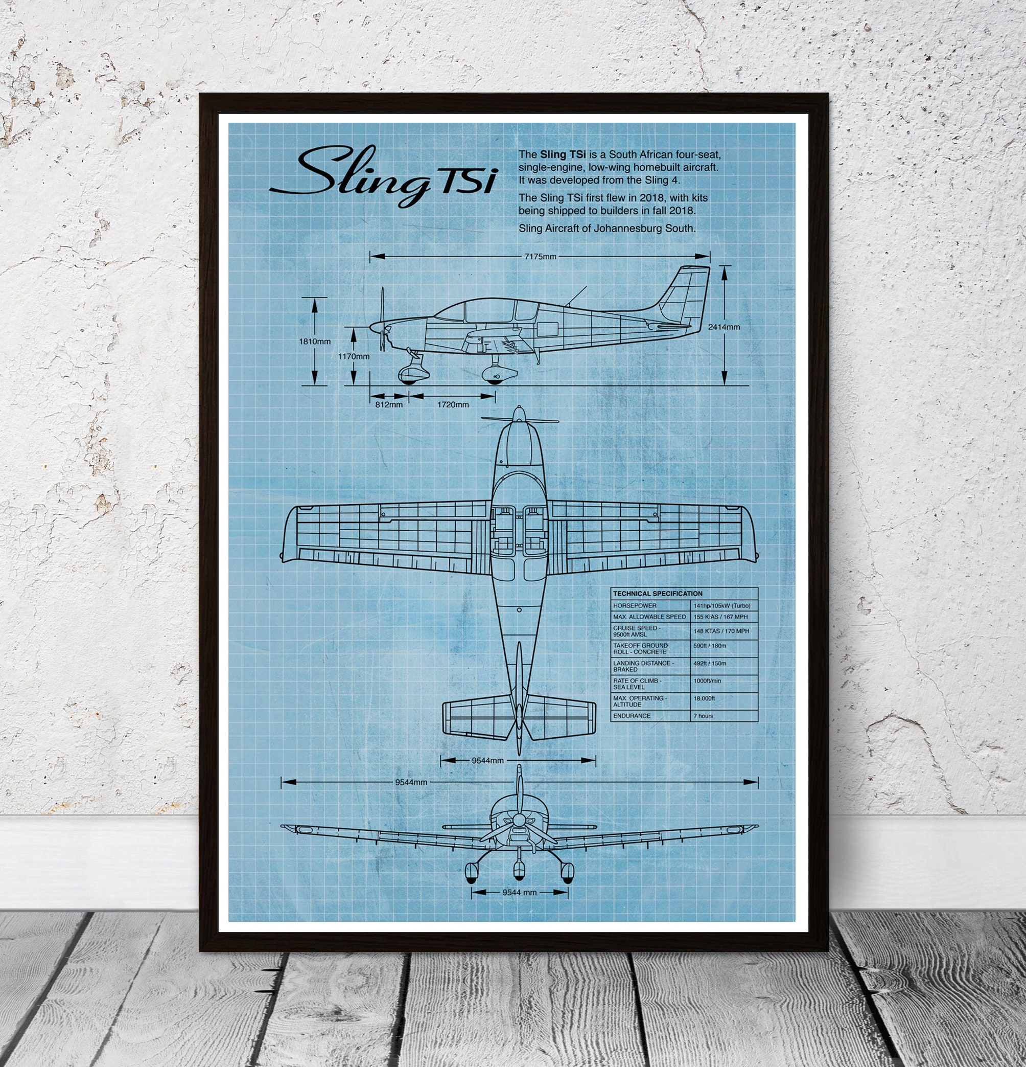 Blueprint Sling Tsi Poster Print. Aviation, Airplane. Man Cave Gift ...