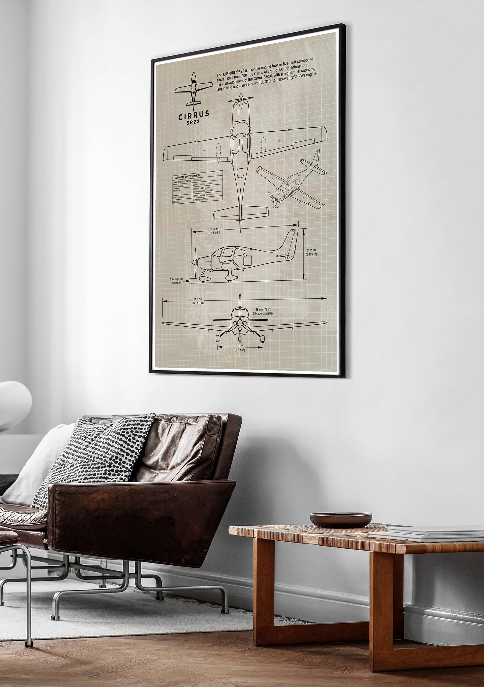 Blueprint Cirrus SR22 Poster Print. Airplane Aviation. Man - Etsy