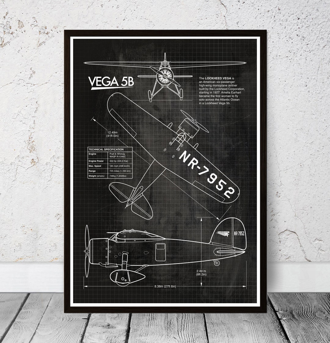 Amelia Earhart Poster, Lockheed Vega 5b, USA Single Engine, Monoplane ...