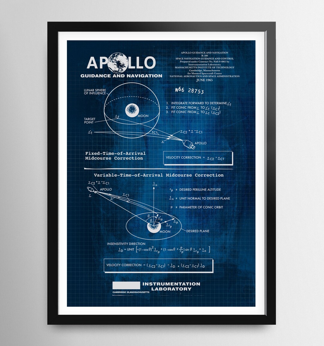 Blueprint Nasa Apollo Maths Equations for Navigation to Lunar Orbit ...