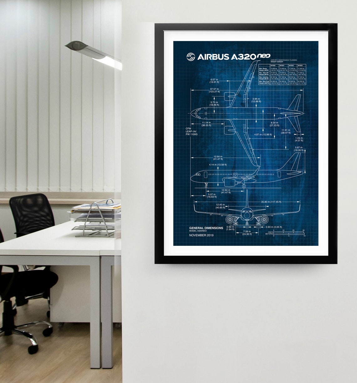 Blueprint Airbus A320 NEO Commercial Airplane. Dimensions. - Etsy
