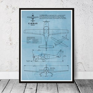 Blueprint Cirrus SR22 Poster Print. Airplane, Aviation. Gift Idea ...