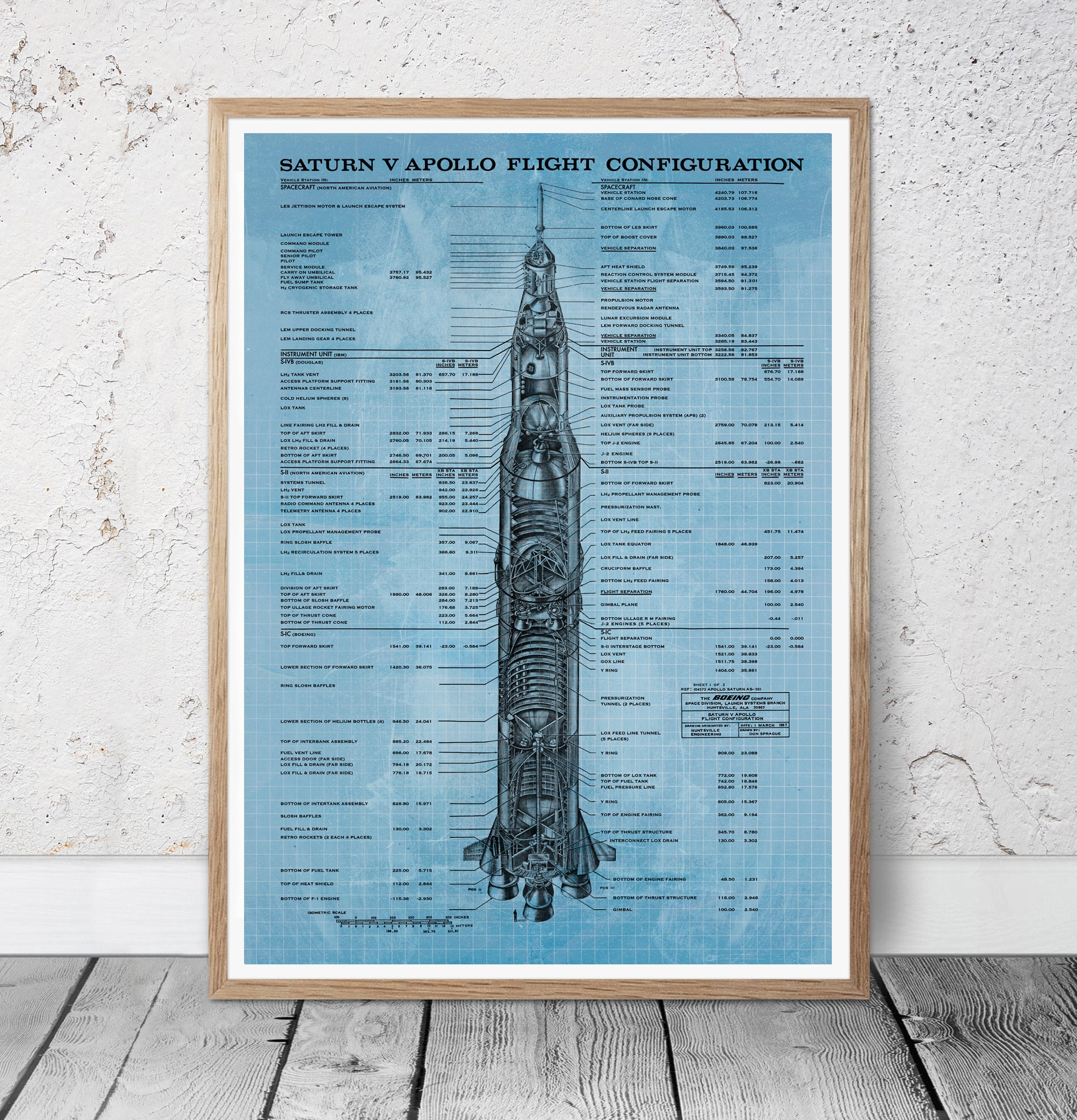 Blueprint Saturn V Rocket Nasa Apollo Flight Configuration | Etsy