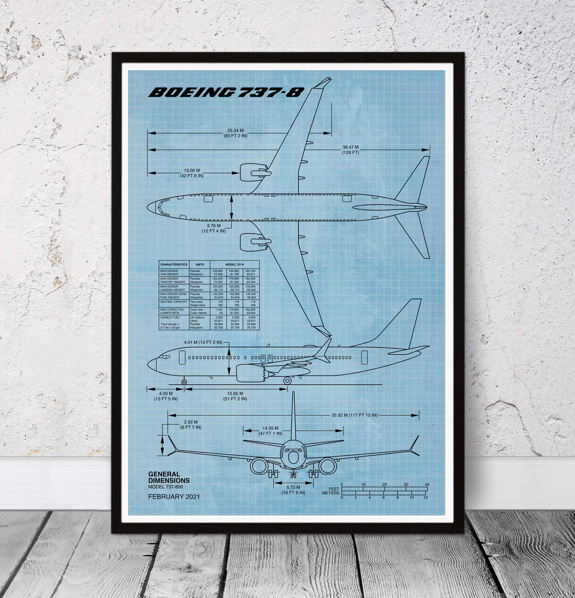 Blueprint Boeing 737 Poster Print. Aviation Poster. Aircraft - Etsy UK