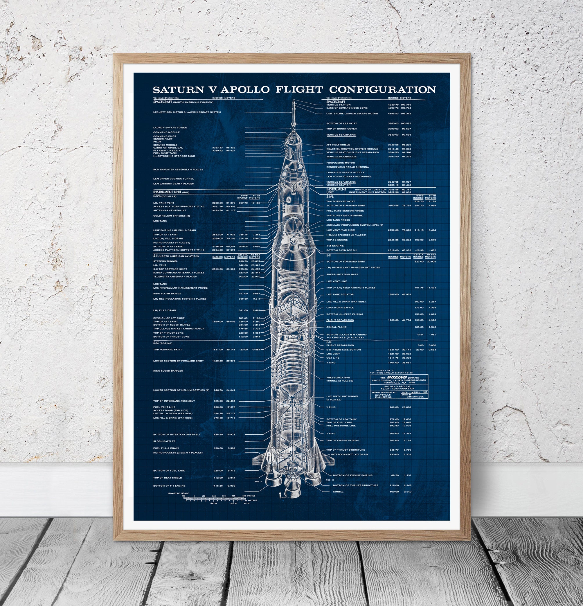 Blueprint Saturn V Rocket Nasa Apollo Flight Configuration | Etsy
