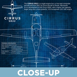 Blueprint Cirrus SR22 Poster Print. Airplane, Aviation. Gift Idea ...