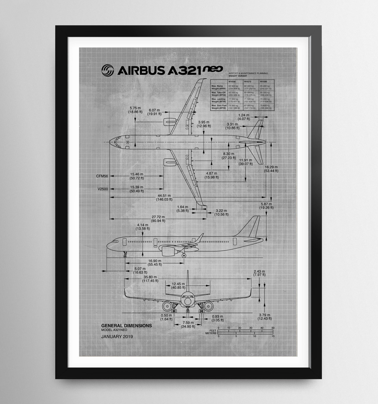 Blueprint Airbus A321 NEO Commercial Airplane. Dimensions. - Etsy UK