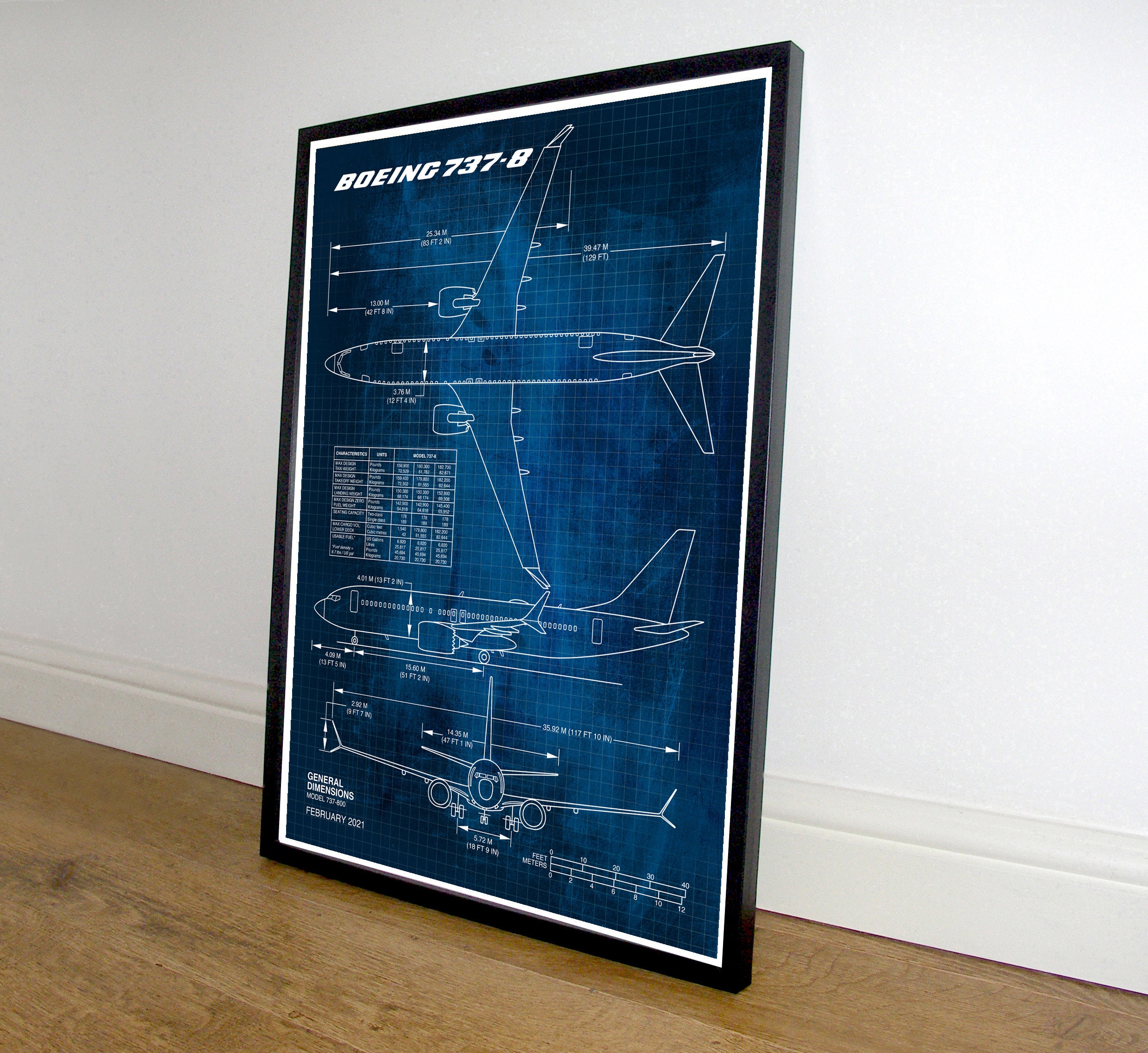 Blueprint Boeing 737 Poster Print. Aviation Poster. Aircraft - Etsy UK