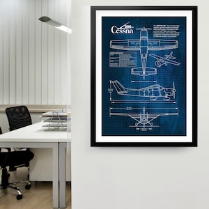 Blueprint Cessna 206 Poster, Aviation Gift. Birthday Gift. USA Single ...