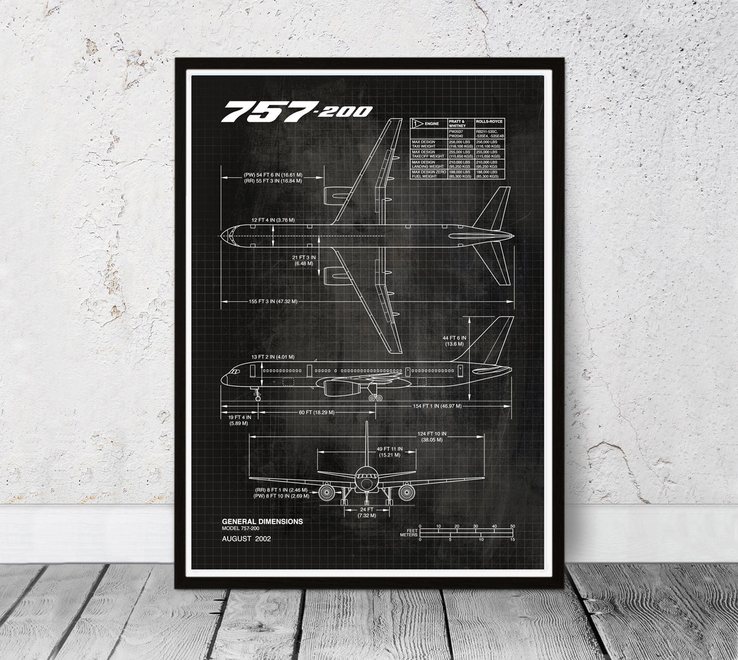 Blueprint Boeing 757 Poster Print. Aircraft Airplane - Etsy Israel