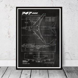 Blueprint Boeing-747-400 Poster Print, B747. Aircraft, Aviation ...