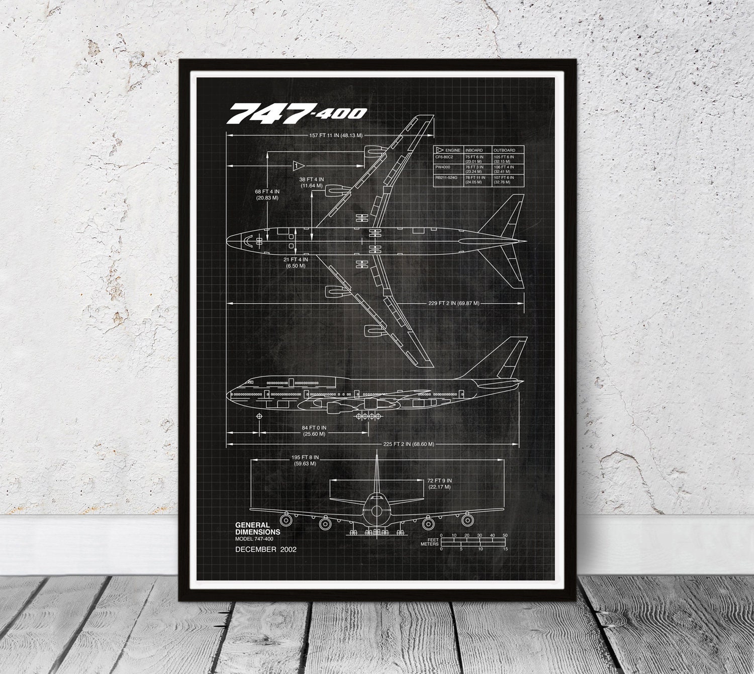 Blueprint Boeing-747-400 Poster Print, B747. Aircraft, Aviation ...