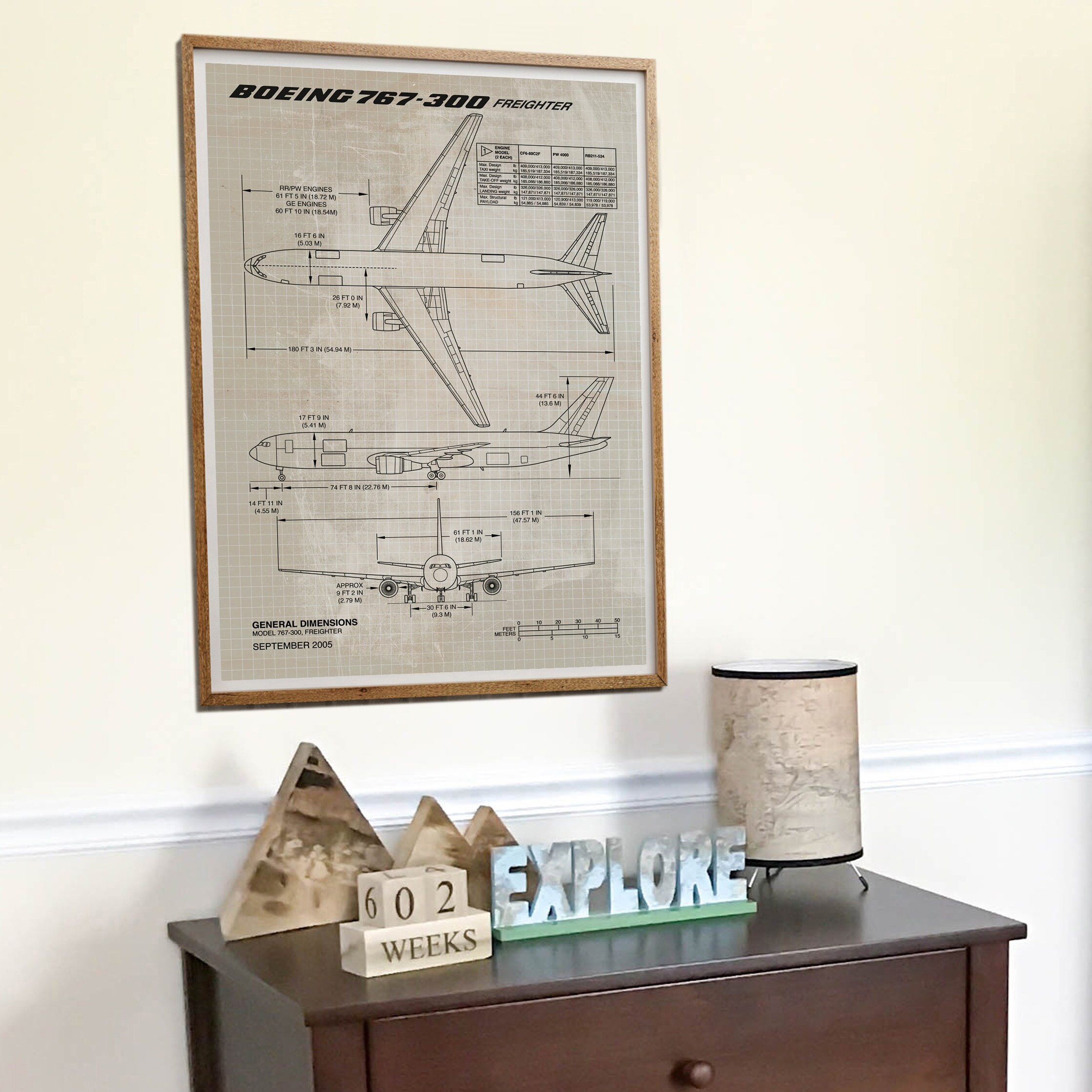 Blueprint Boeing 767 Freighter poster print. Aircraft - Etsy 日本