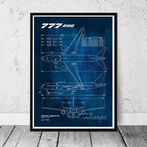 Blueprint Boeing 777 Poster Print. Aviation Posters. Airplane Posters ...