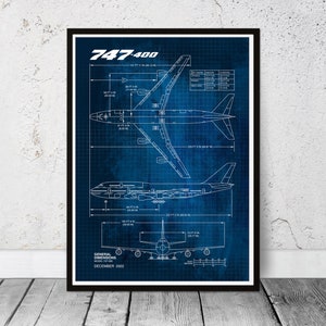 Blueprint Boeing-747-400 Poster Print, B747. Aircraft, Aviation ...