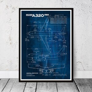 Blueprint Airbus A320 NEO Commercial Airplane. Dad's Birthday Gift ...