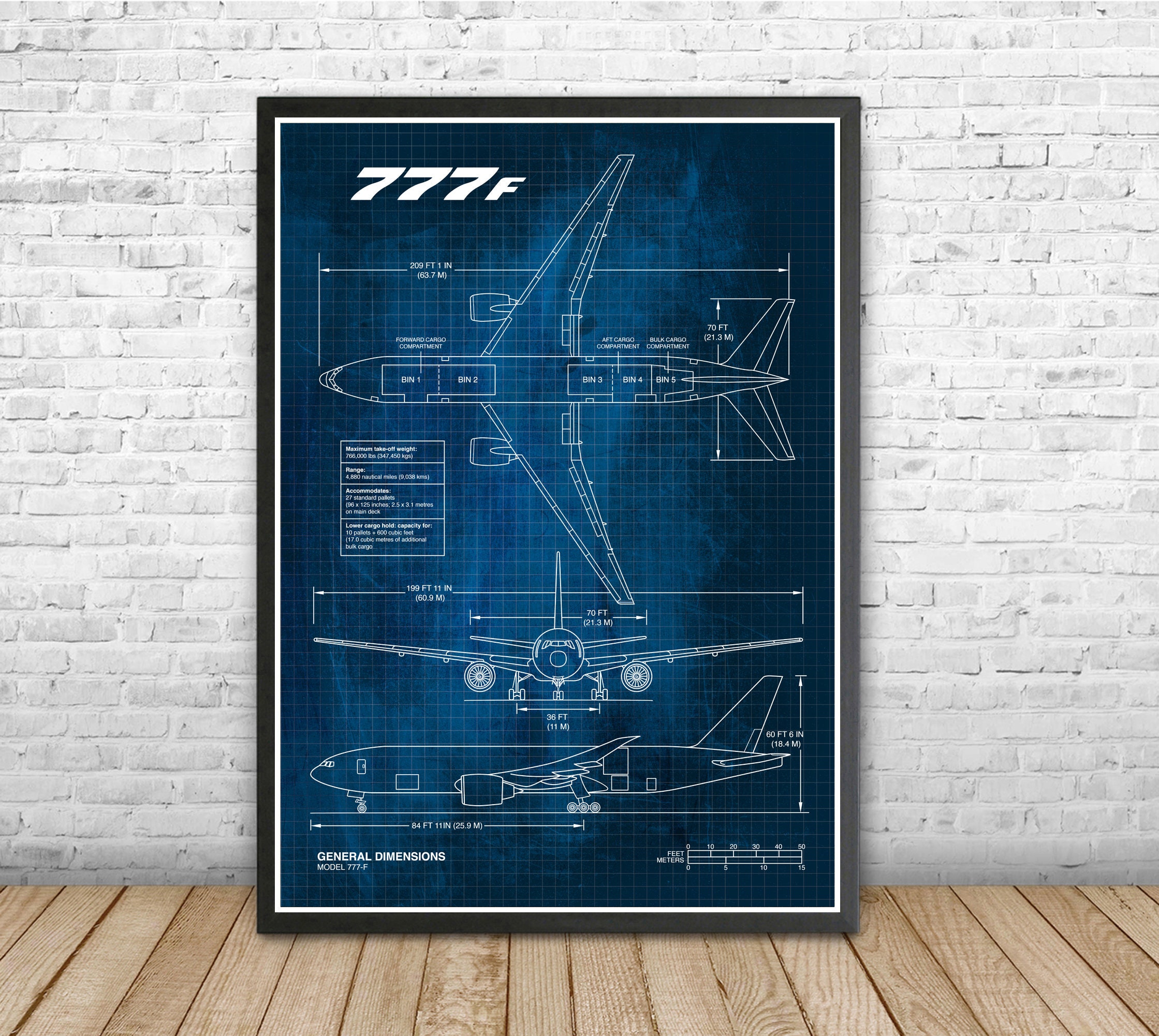Blueprint Boeing 777F Freighter Poster Print. Aircraft - Etsy