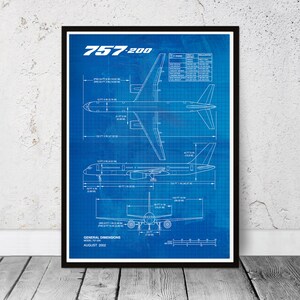 Blueprint Boeing 757 Poster Print. Aircraft, Airplane, Aviation ...